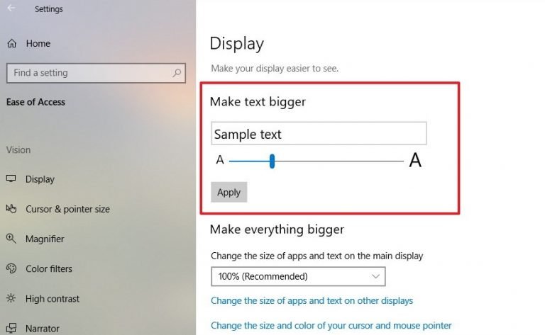 How to Change Text Size Windows 10 from site microsoft.com | AlfinTech Computer